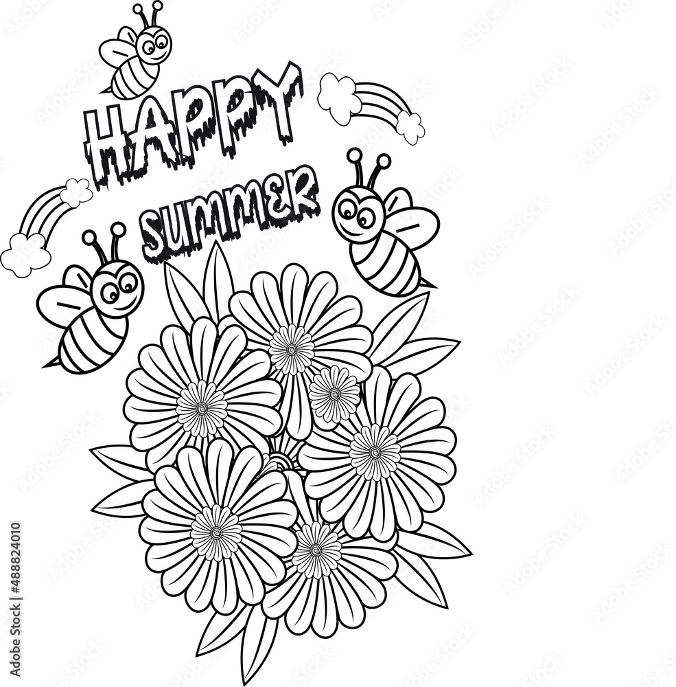 background with flowers, HAPPY SUMMER COLORING PAGE,HALLO SUMMER,NATURE ...
