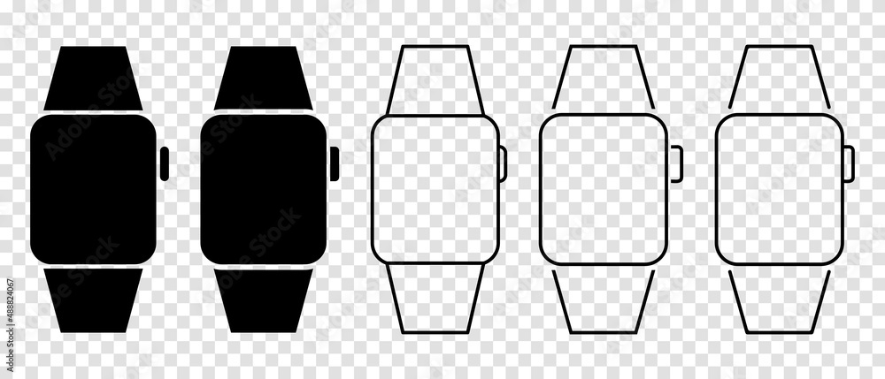 Set of smart watch icons. Vector illustration isolated on transparent ...