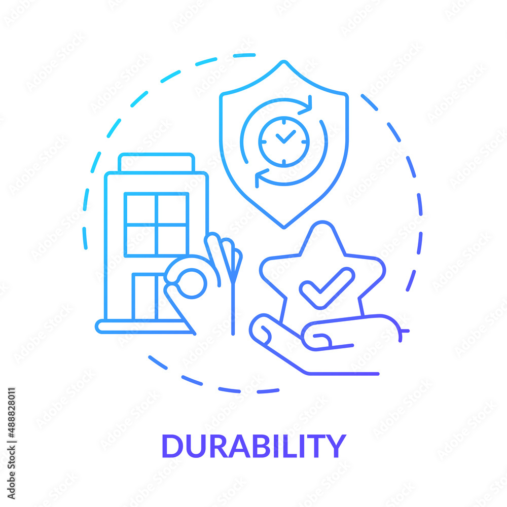 Durability blue gradient concept icon. Long term exploitation ...