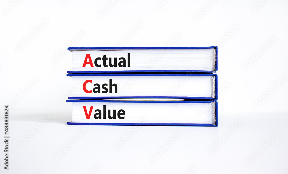 ACV actual cash value symbol. Concept words ACV actual cash value on ...