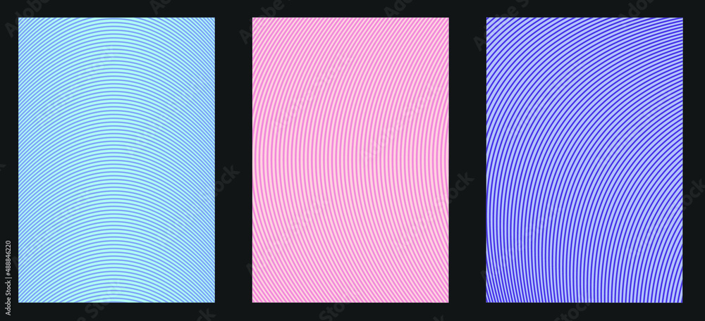 Set of technical cover templates. Radial semicircle geometric lines ...