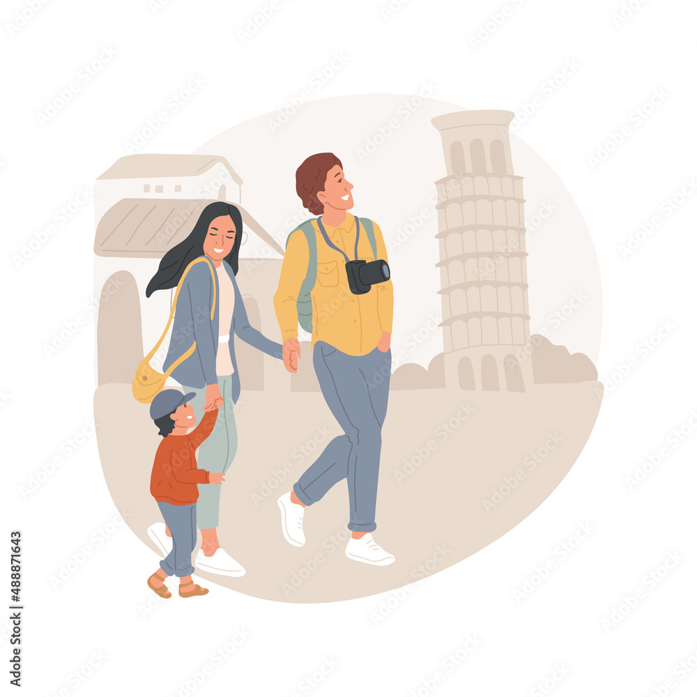 Sightseeing isolated cartoon vector illustration City tourism, family ...