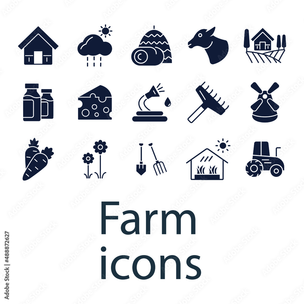Farm icons set . Farm pack symbol vector elements for infographic web ...