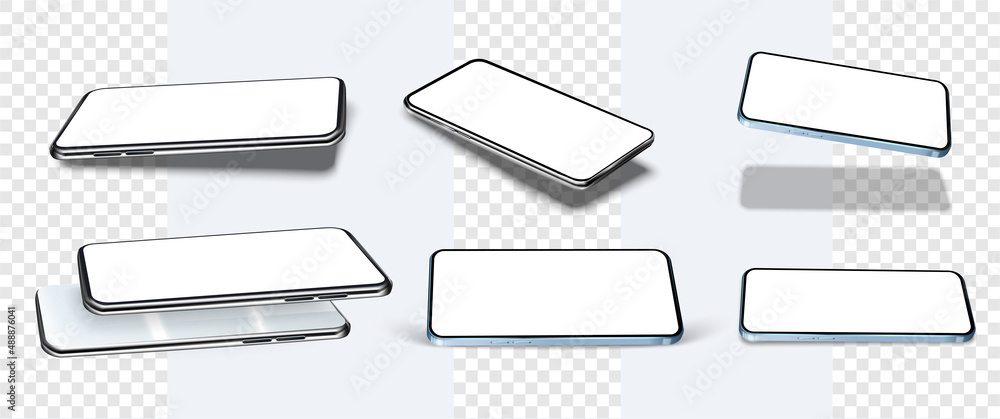 Smartphone layouts with a horizontal perspective view. Mockup generic ...