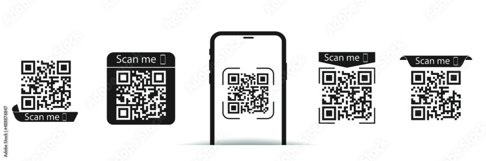 QR code set. Scan qr code icon. Template scan me Qr code for smartphone. QR code for mobile app ...
