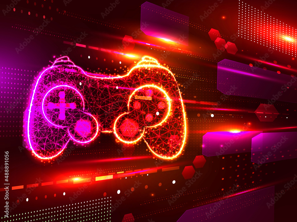 2d illustration game joystick in digital background Stock Illustration ...