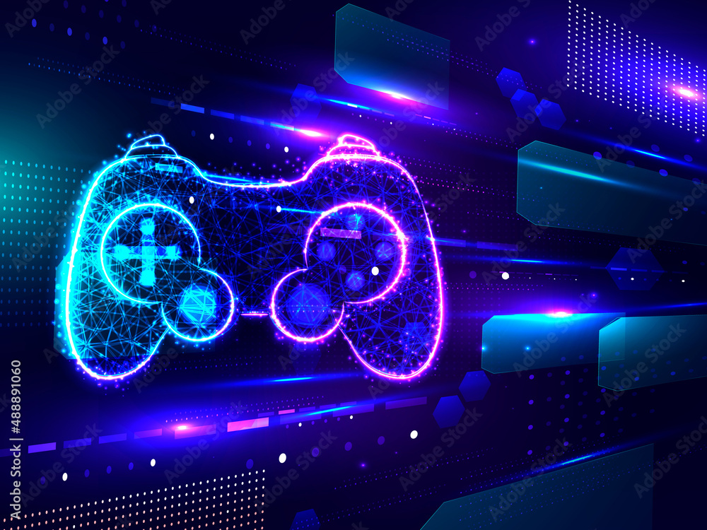 2d illustration game joystick in digital background Stock Illustration ...