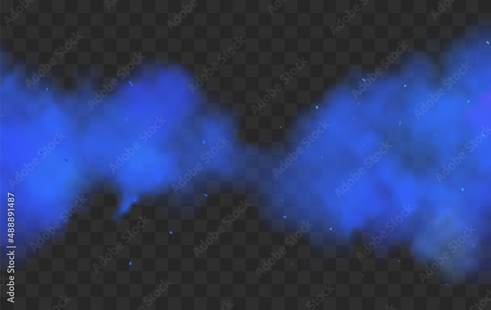 Smoke blue fog background effect. Vector blue steam cloud mist smoke ...