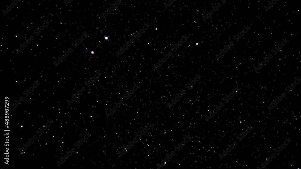 Night starry skies with white blinking stars motion on black background ...