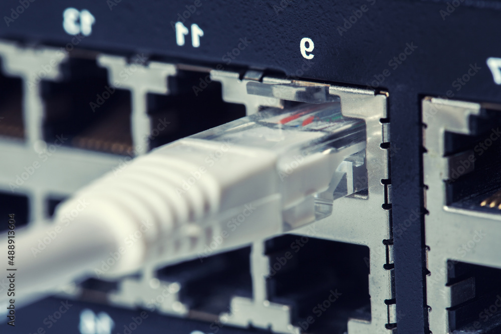 Network switch and UTP ethernet cables Stock Photo | Adobe Stock