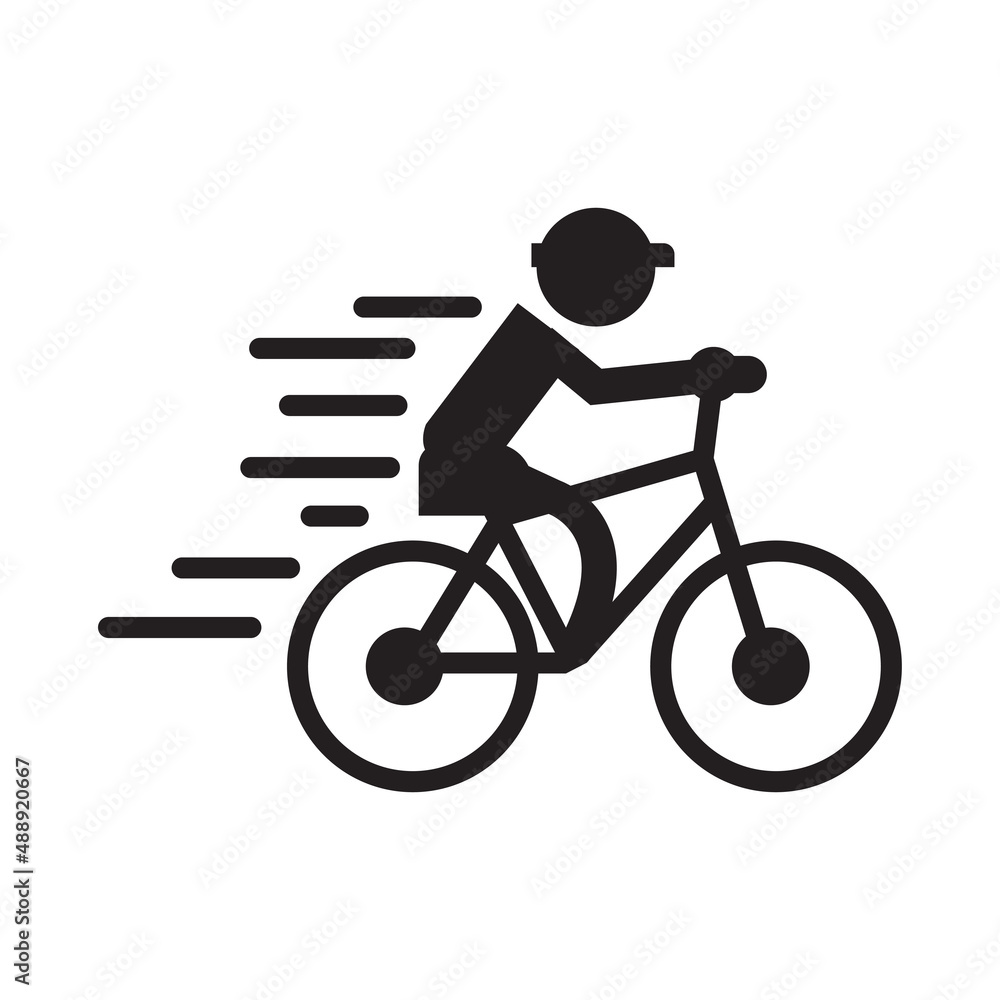 bicycle user icon or logo vector illustration sign symbol isolated ...