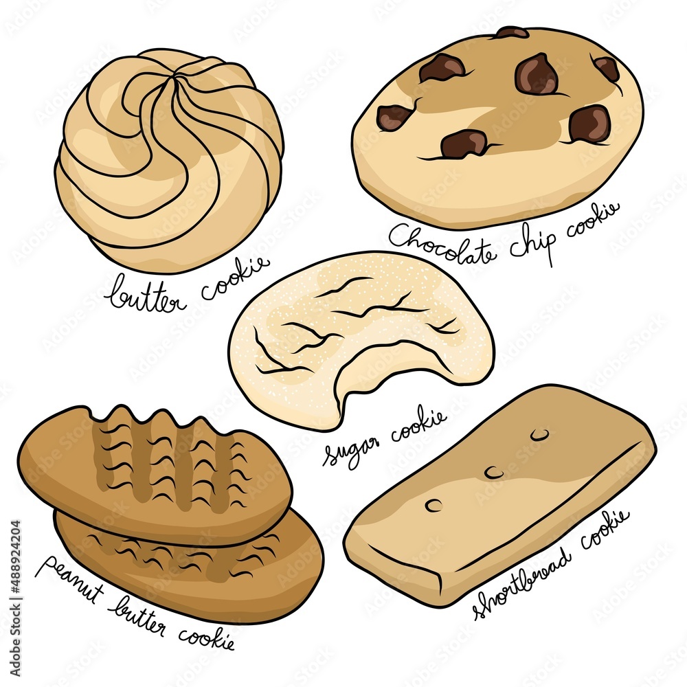 Cookie variety types vector illustration Stock Vector | Adobe Stock