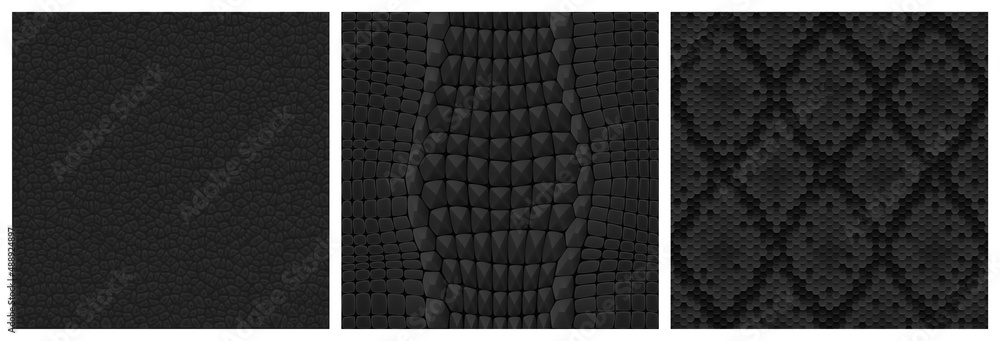 Black animal skin seamless textures for game, textile or wallpaper ...