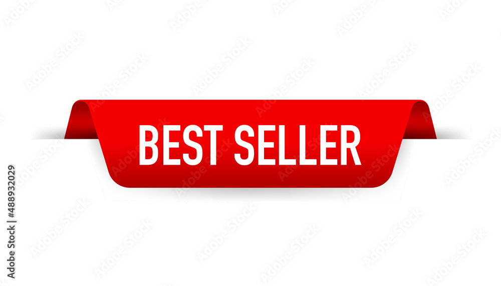Red ribbon Best Seller. Banner on white background. Vector illustration ...
