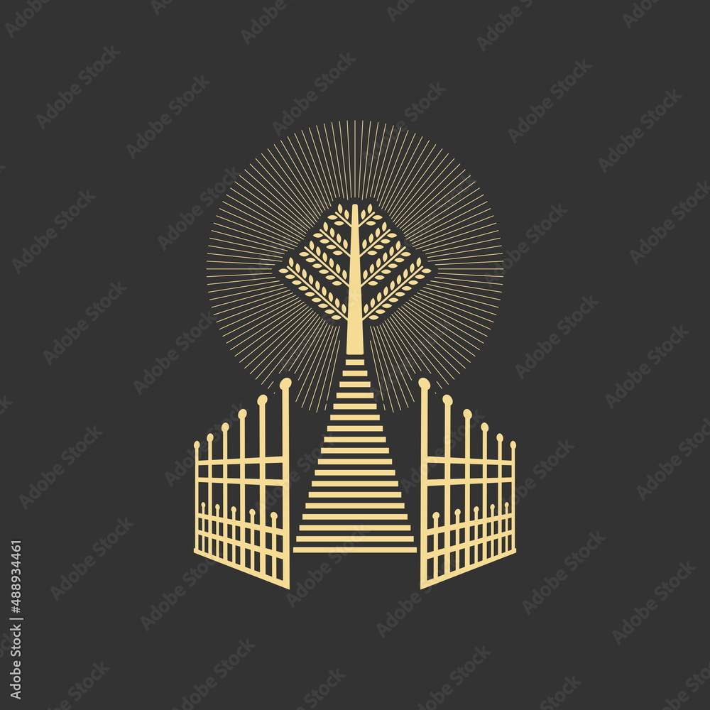 The Tree of Eternal Life in Paradise. Heaven after the resurrection ...