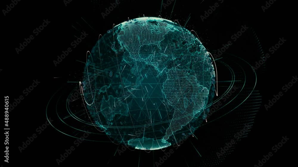 Digital earth rotating,Concept 3d animation social future technology ...