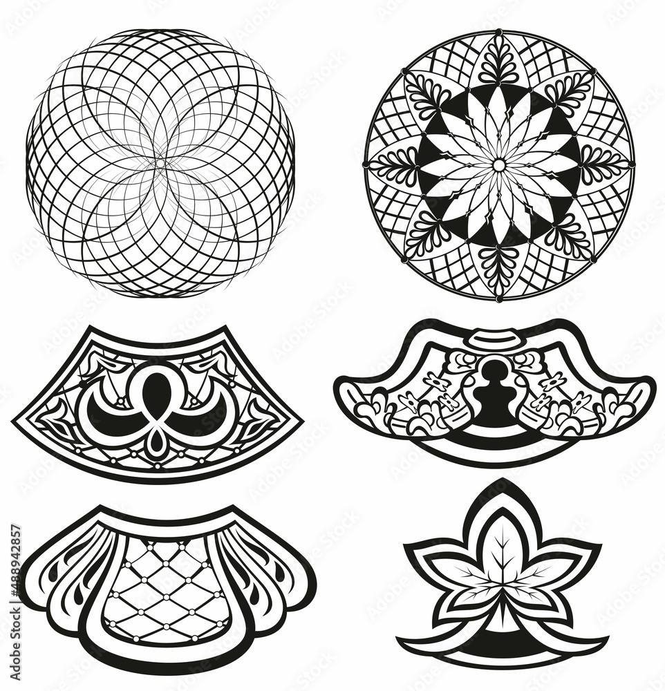 Patterns of tattoo set. Design elements vector illustration. Stock ...