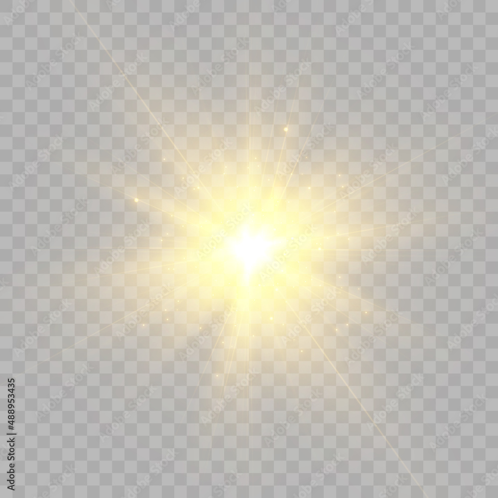 Glowing flash. Sparkling light effects of lens flare with colorful ...