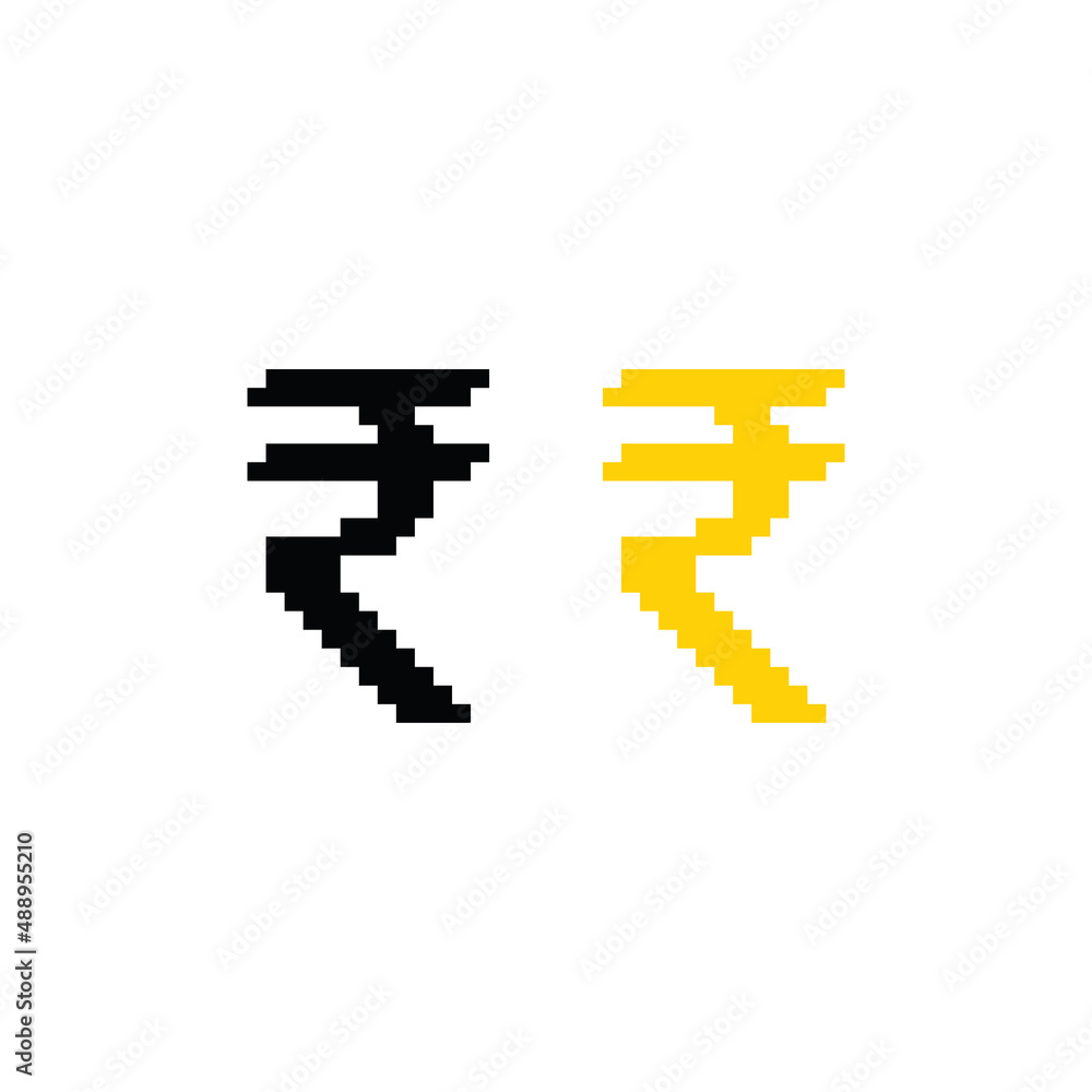 pixel Indian Rupee icon pixel art money sign for 8 bit game Stock ...