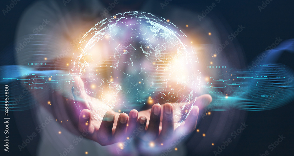 concept of future world technology By the earth in the hands of man ...