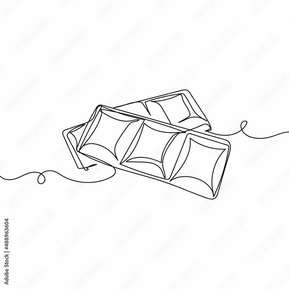 Continuous one simple single abstract line drawing of pieces of milk ...