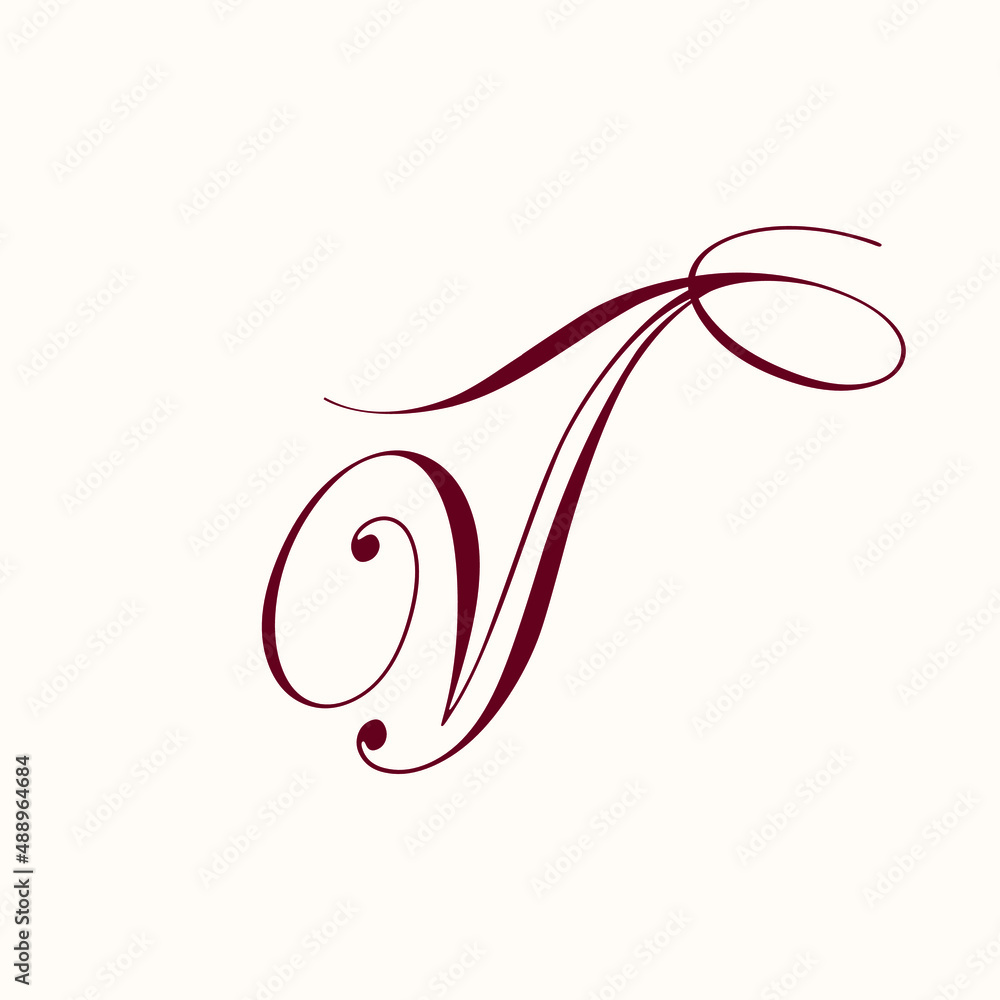 VT monogram logo.Calligraphic signature icon.Letter v and letter t ...