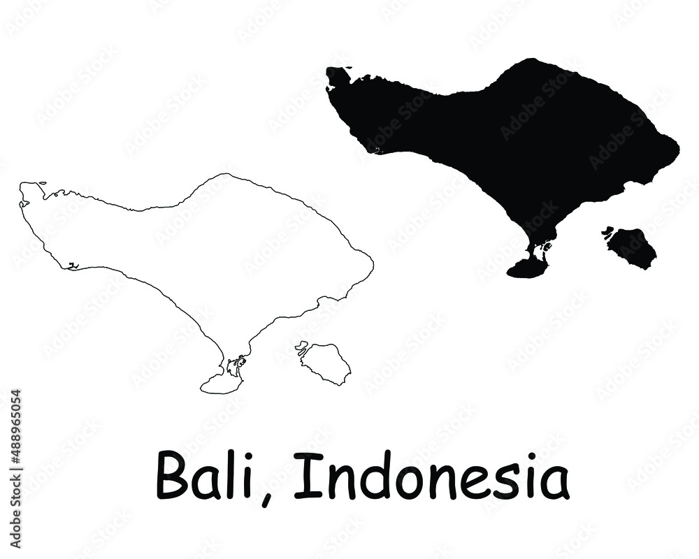 Bali Indonesia Map. Black silhouette and outline isolated Indonesian ...
