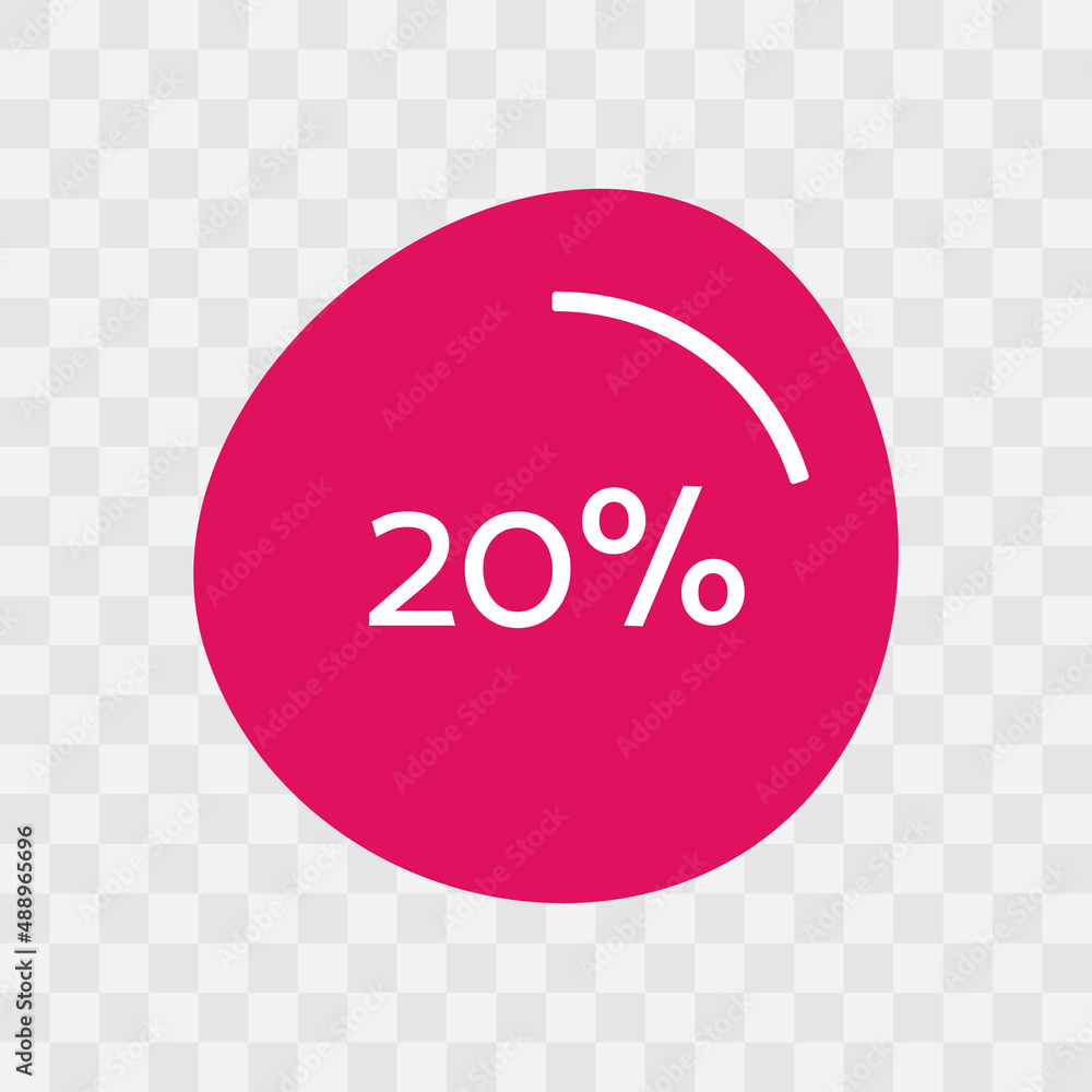 20 percent chart. Vector percentage infographics. Magenta isolated icon ...