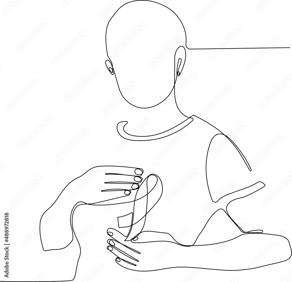 Continuous one line drawing of ribbon with a globe planet earth as ...