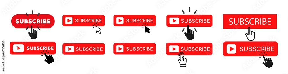 Subscribe button icon vector set Stock Vector | Adobe Stock
