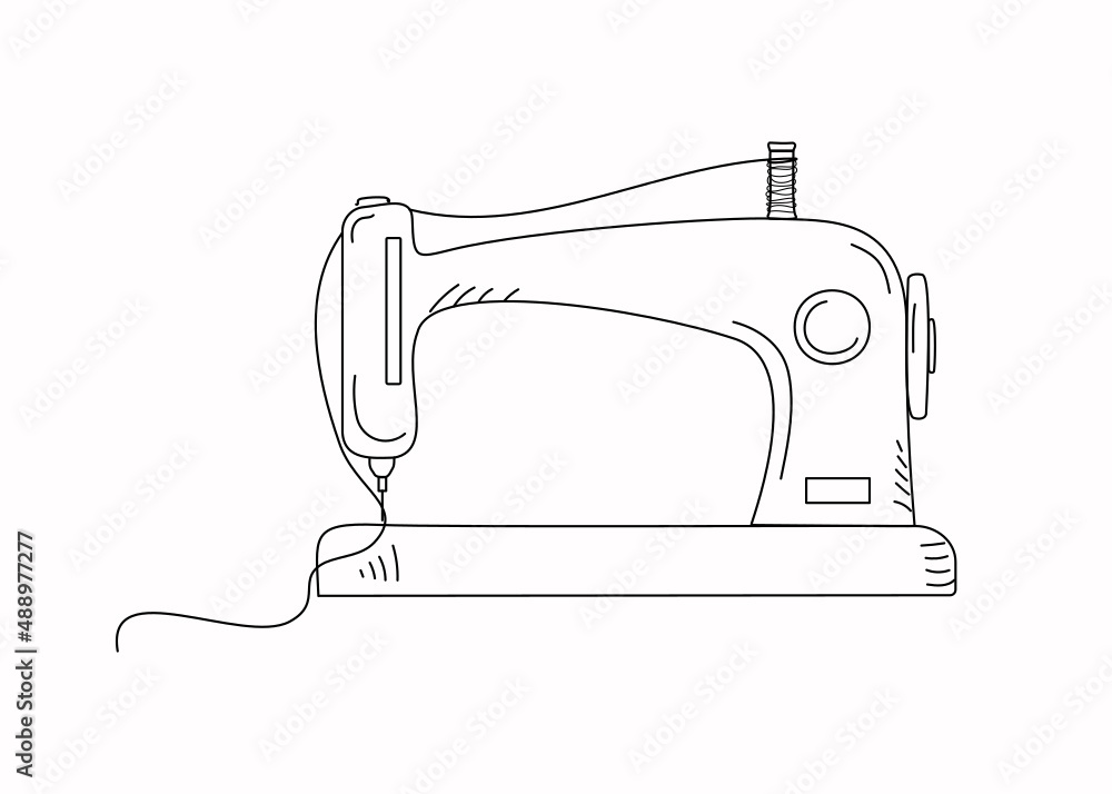Sewing Machine Icon Logo Handmade Sign Hobby Drawing Sketch