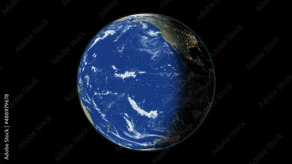 Planet earth spinning in space animation. Day to night computer ...