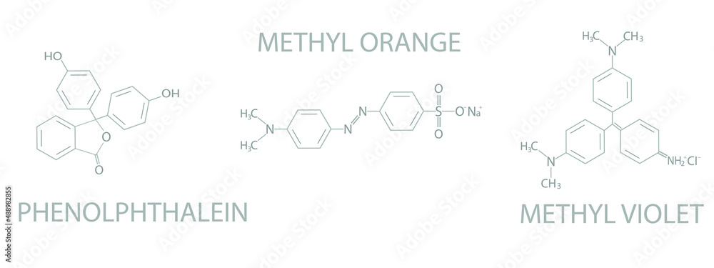 Structural formulas of chemical indicators. (Methyl orange ...