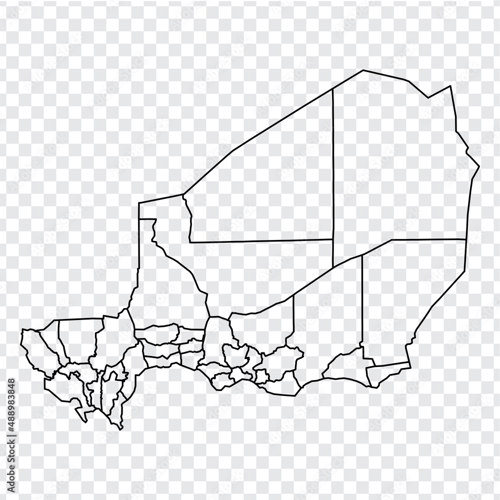 Vecteur Stock Blank map of Niger. Departments of Niger map. High ...