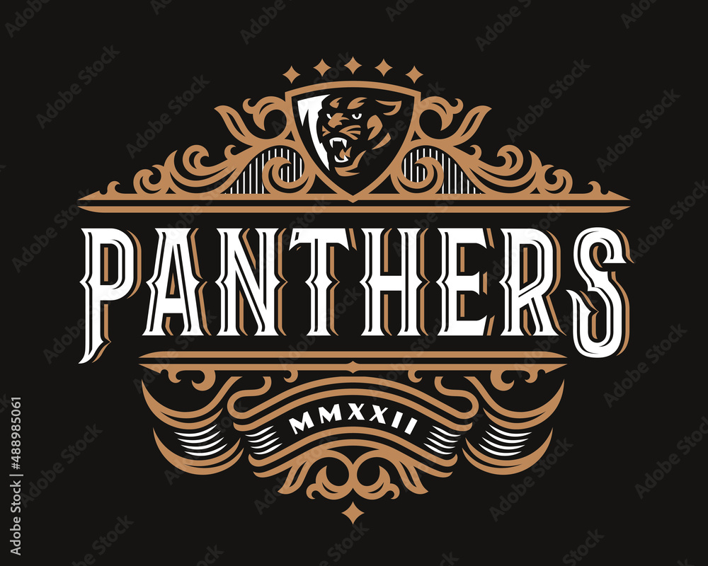 Panther vintage luxury emblem, label , badge for your logo or crest ...