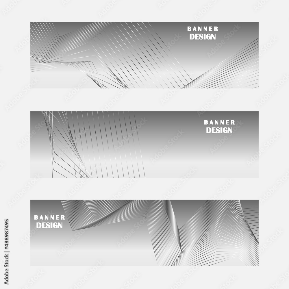 Set of grey and silver banner design Stock Vector | Adobe Stock