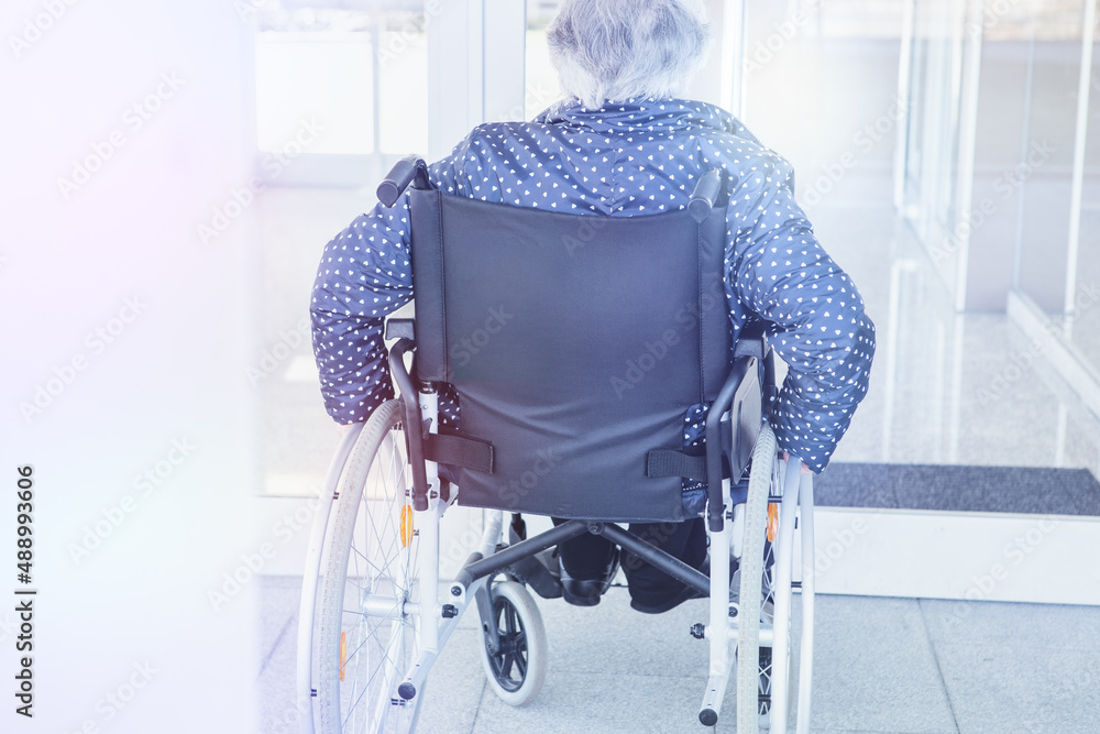 Elderly person with dependency and mobility problems due to bone ...