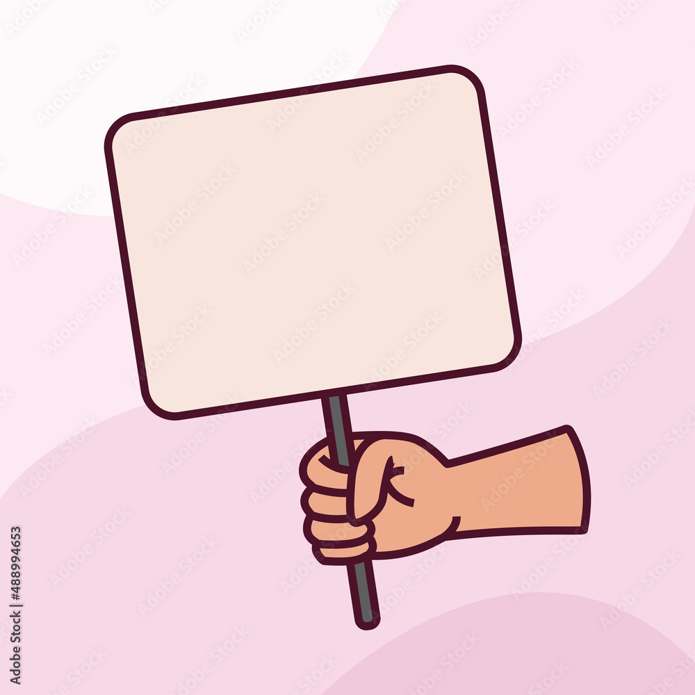 cute attention board with hand cartoon vector icon illustration logo ...