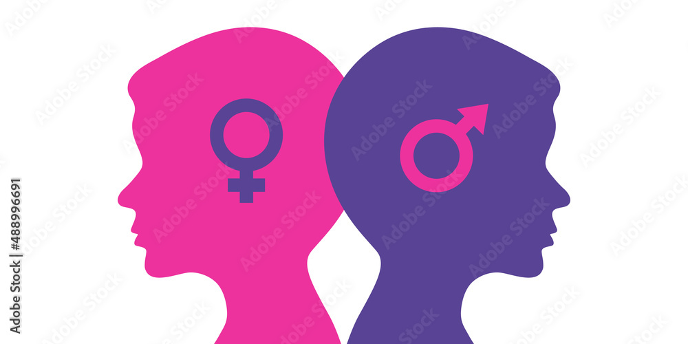 Problem of gender choice for a person in modern society. Silhouette ...
