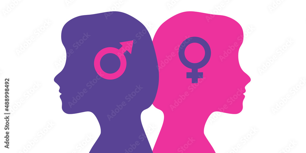 Problem of gender choice for a person in modern society. Silhouette ...