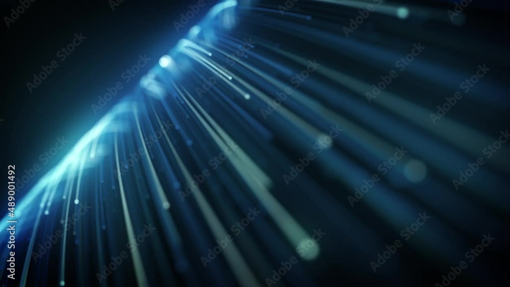 Abstract Light Fiber Strings Flowing Background Loop/ 4k animation of ...