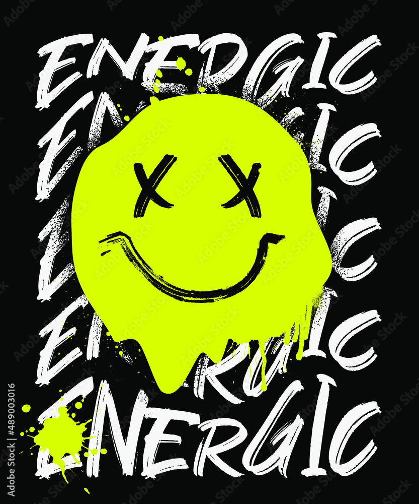 distorted typography with smiling face icon Vector design for t-shirt ...