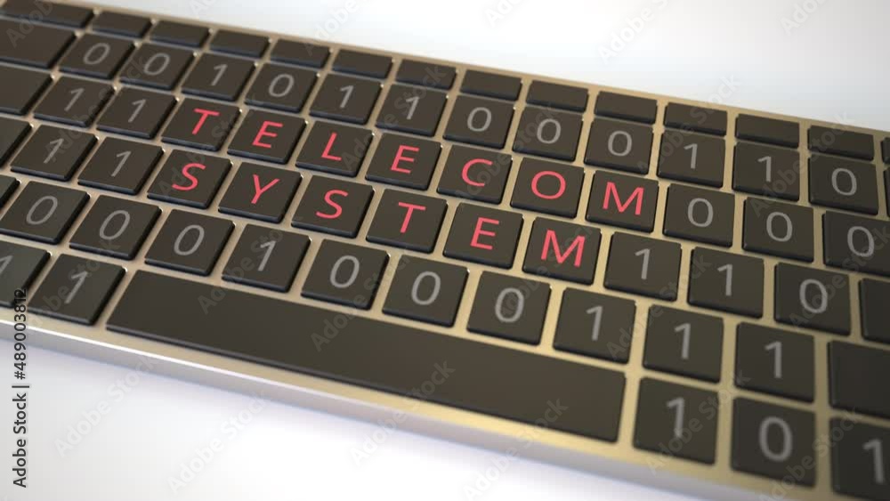 TELECOM SYSTEM text being revealed with flipping keys of computer ...