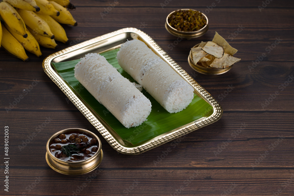 Puttu or Raw rice puttu/Arisi Maavu Puttu with chana curry/ kadala ...