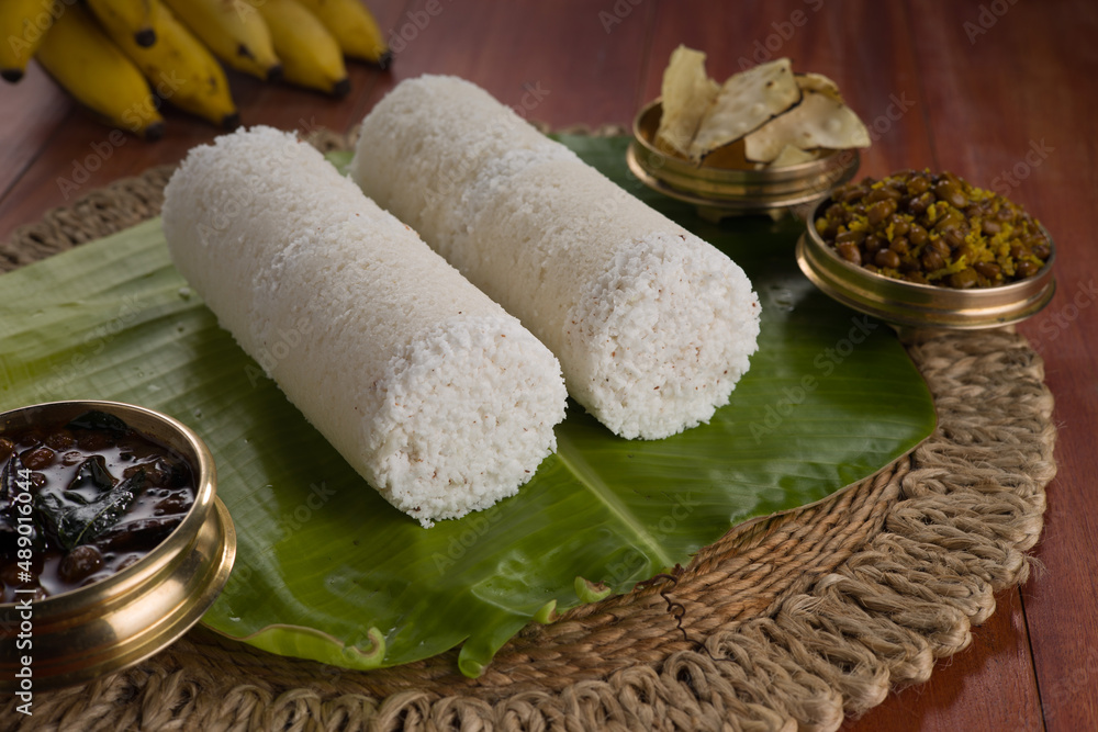 White rice puttu with chana masala curry Stock Photo | Adobe Stock