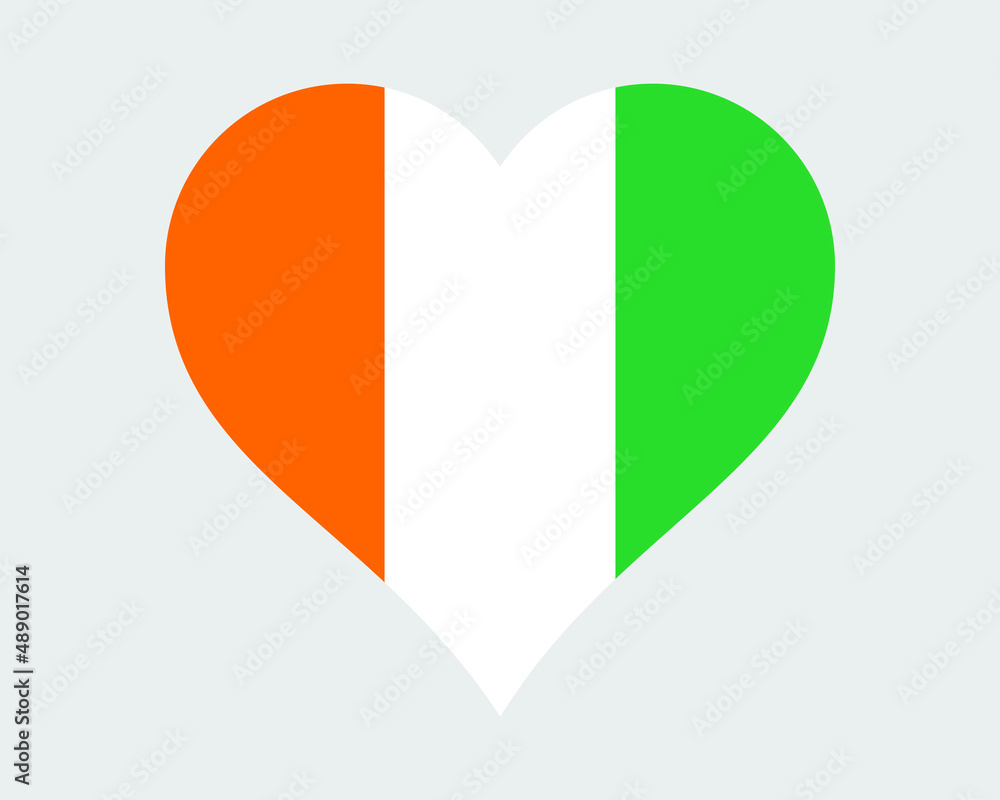 Vecteur Stock Ivory Coast Heart Flag Ivorian Love Shape Country Nation