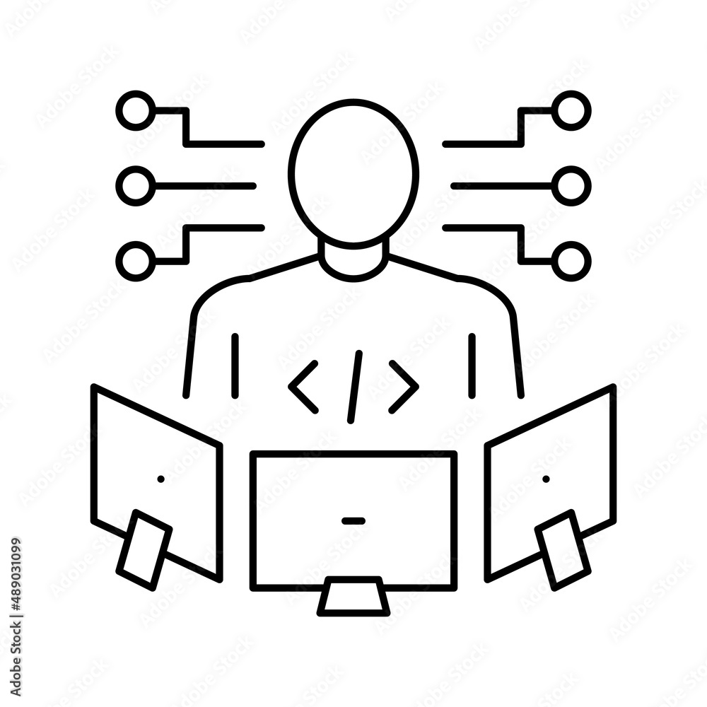 technical expert line icon vector illustration Stock Vector | Adobe Stock