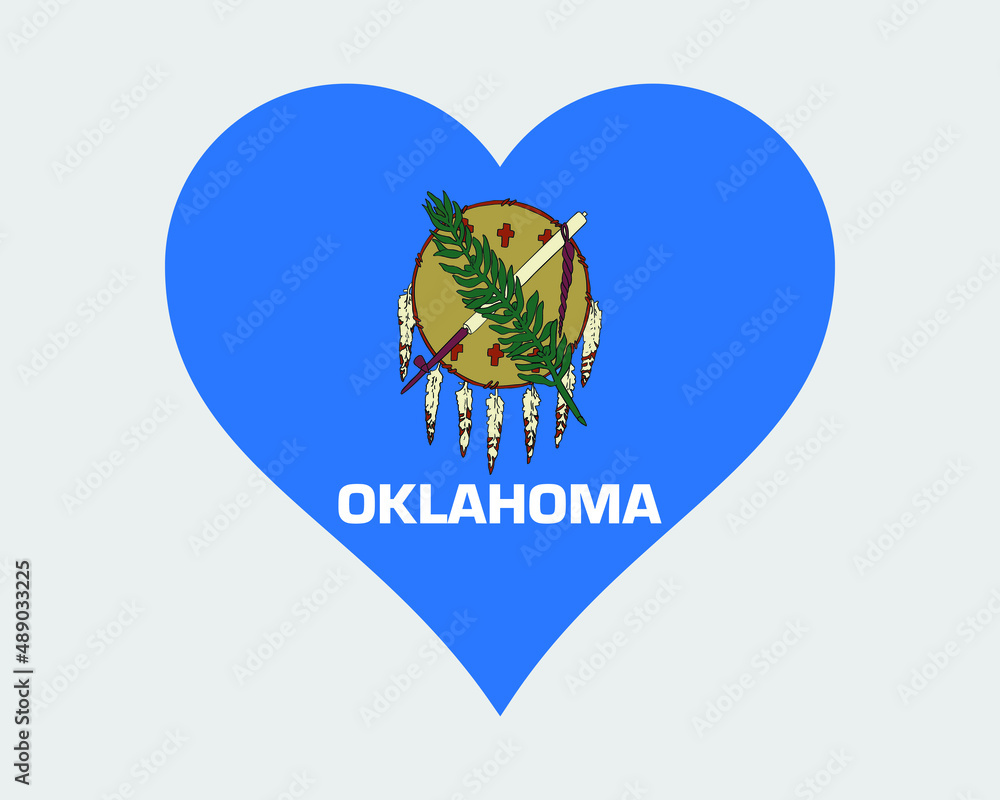 Oklahoma USA Heart Flag. OK US Love Shape State Flag. Okie United ...