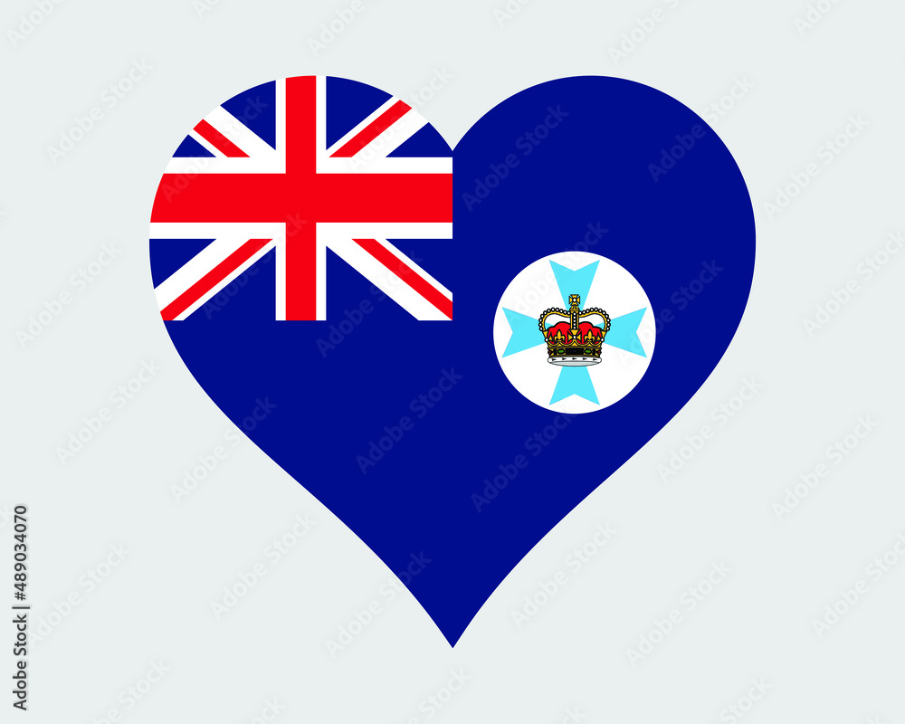 Queensland Australia Heart Flag. QLD AUS Love Shape Flag. Australian ...