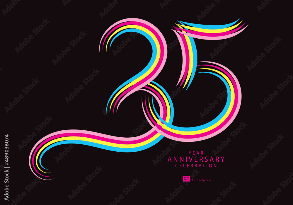 35 years anniversary celebration logotype colorful line vector, 35th ...